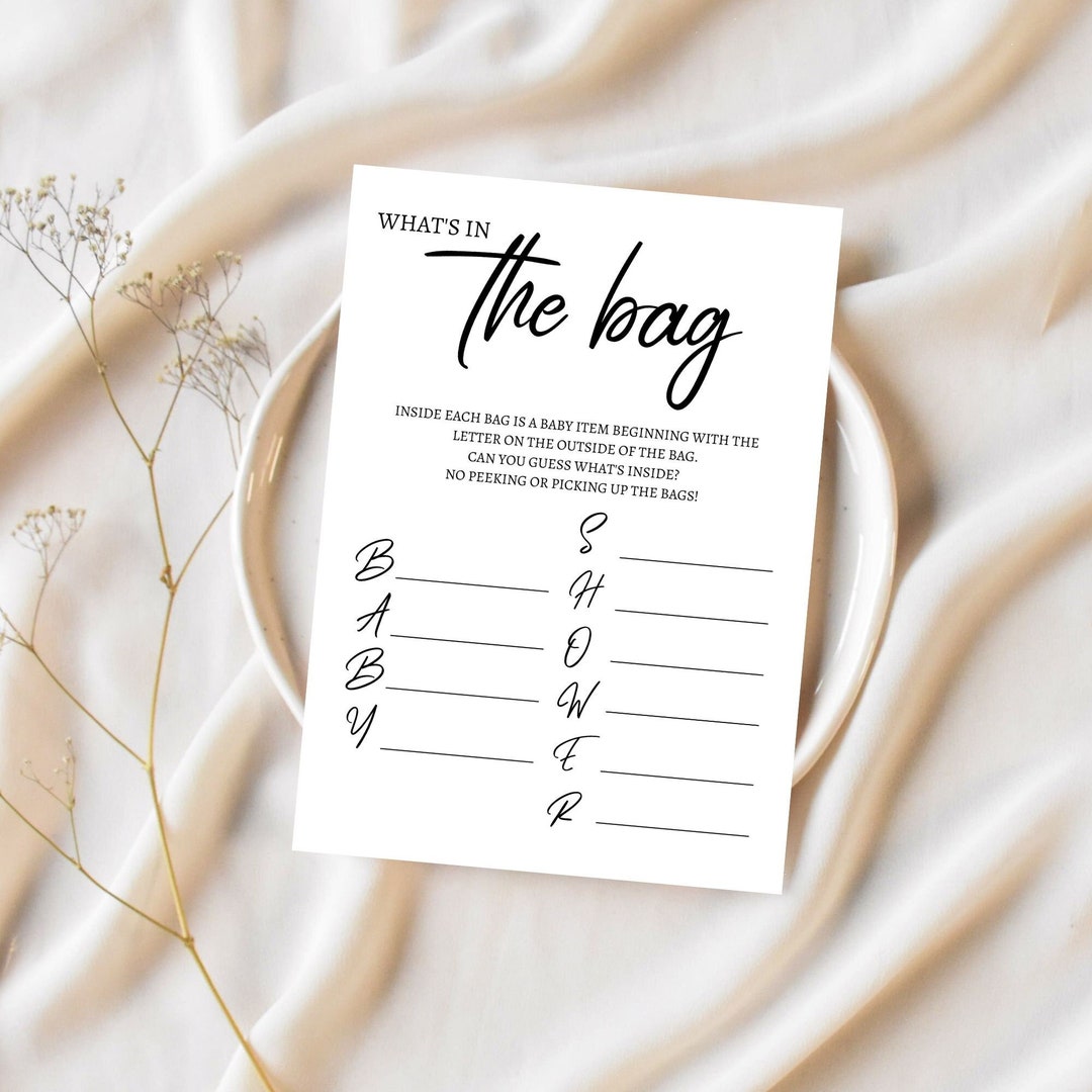 What's in the Bag Baby Shower Game, Baby Items Guessing Game ...