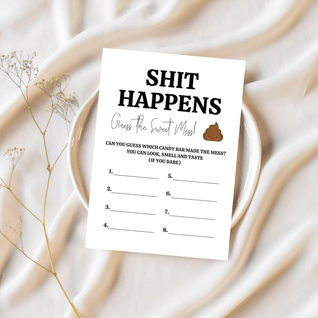 Shit Happens Baby Shower Game, Guess the Sweet Mess Game Card, Name ...