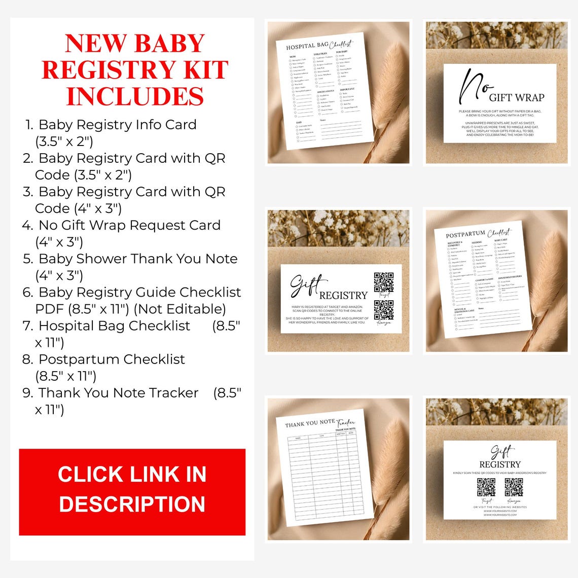 Baby Shower Registry Card With QR Code, Gifts for Baby Card, Scan QR ...