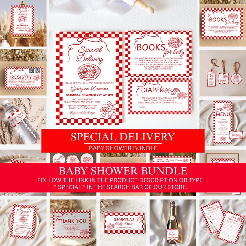 Editable Special Delivery Baby Shower Welcome Sign, Hand Drawn Italian ...