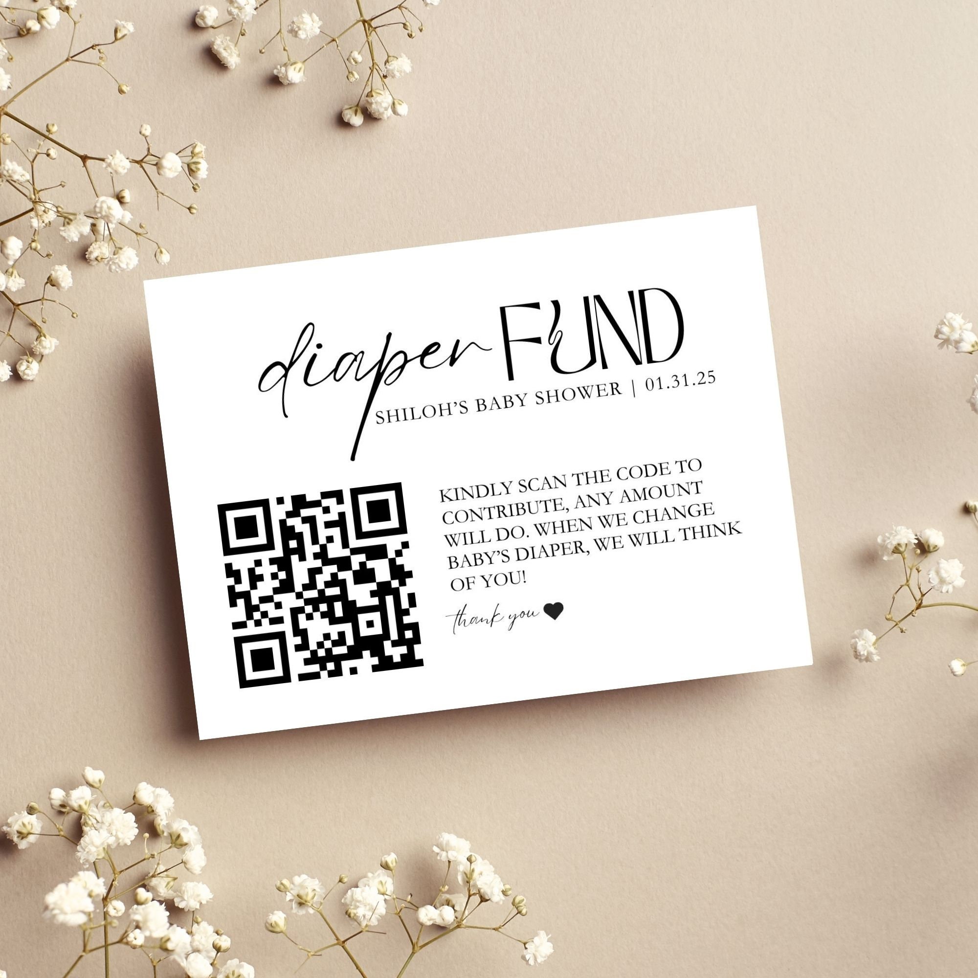 Diaper Fund Baby Shower Card , Collection Fund for Diapers, Diaper Fund ...