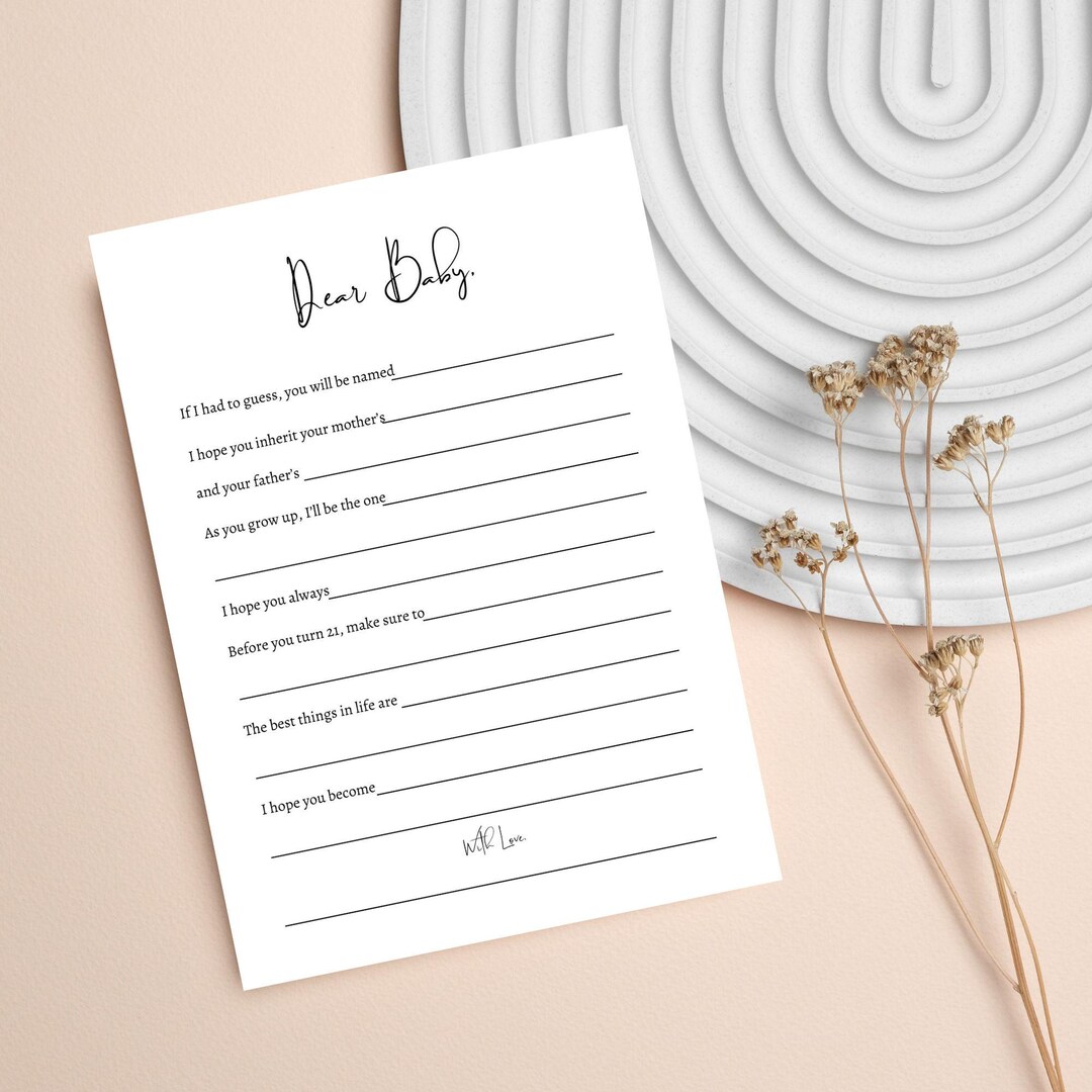 Dear Baby Baby Shower Activity, Wishes for Baby Activity Card ...