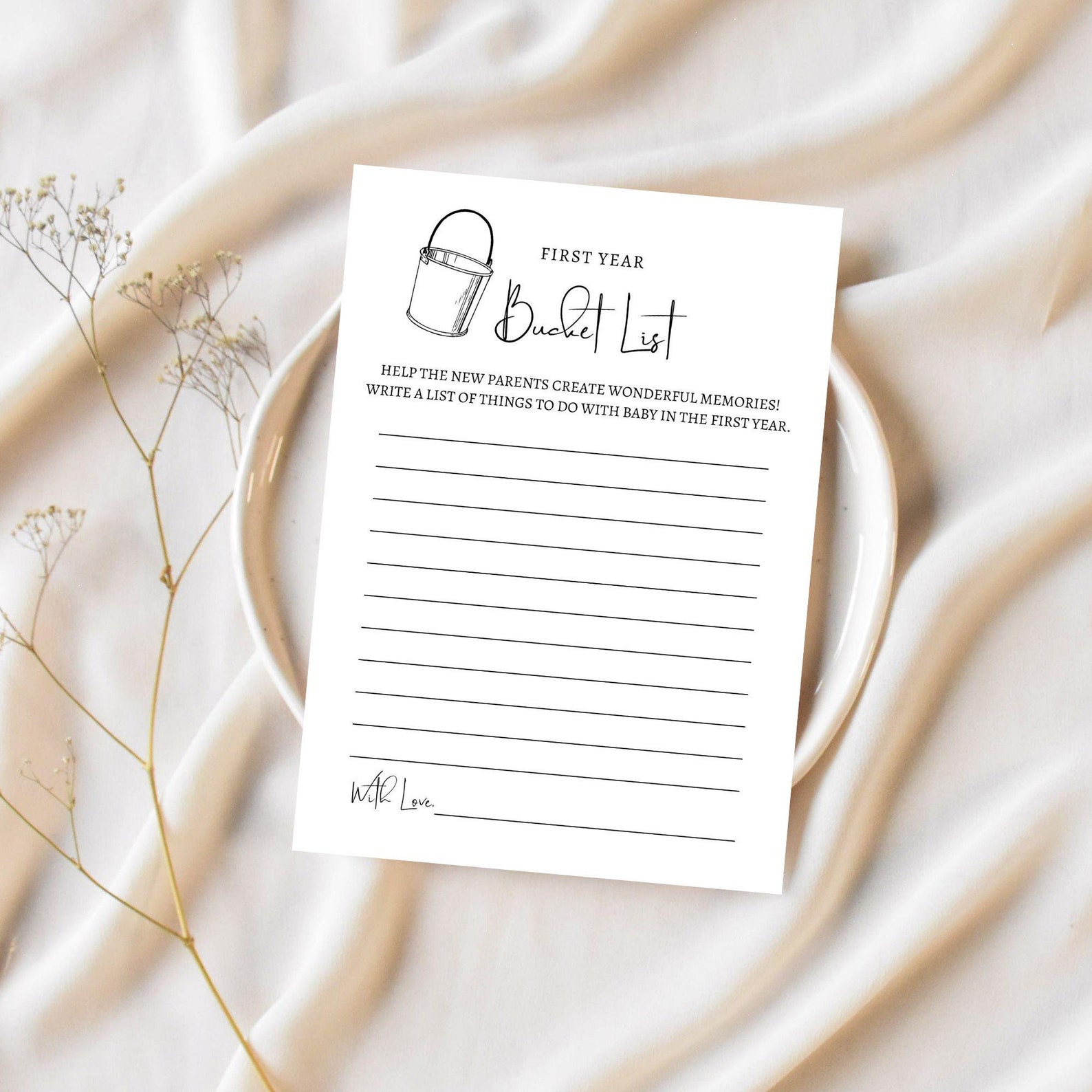 Baby Bucket List Baby Shower Activity, Minimalist Baby's First Year ...