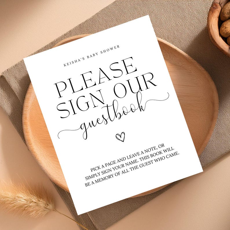 Printable Baby Shower Guest Book Sign, Please Sign the Guestbook ...