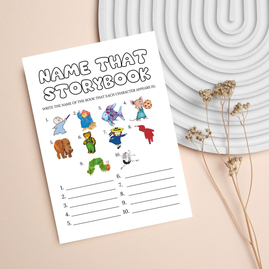 Name That Storybook Baby Shower Game, Guess the Storybook Titles ...