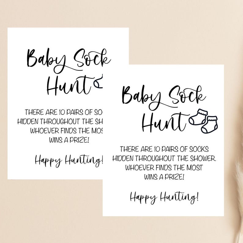 Baby Sock Hunt Baby Shower Game Sign, Find the Baby Socks Baby Shower ...