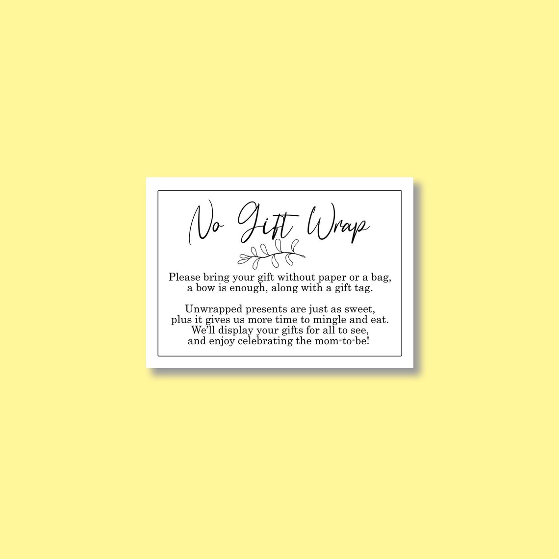 No Gift Wrap Card, Display Shower, a Request for Your Guest Digital ...