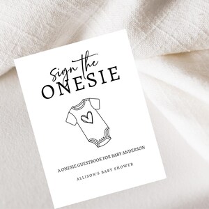 Sign the Onesie Baby Shower Welcome Sign, Baby Shower Onesie Guestbook ...