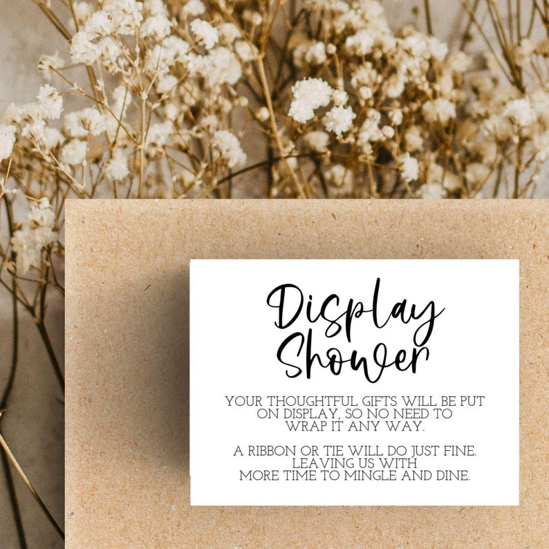 Display Shower Card, Baby Shower Invitation Insert, Unwrapped Gift ...