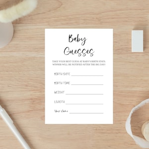 Baby Guesses Baby Shower Game, Baby Birth Stats Card, Guess the Baby ...
