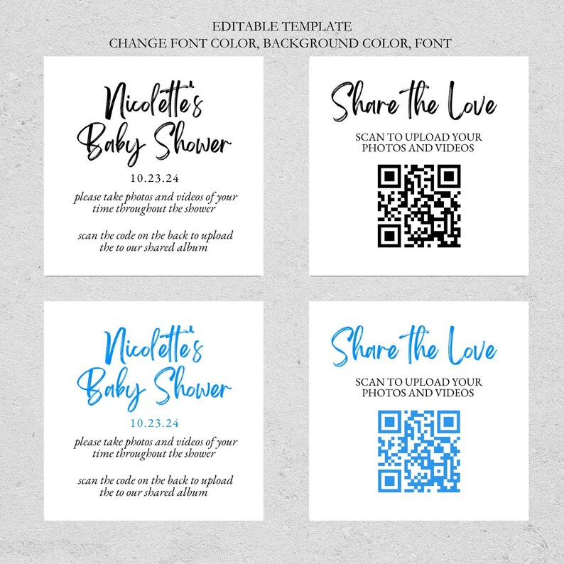 Baby Shower Scan to Upload Photos and Videos Card With QR - Etsy