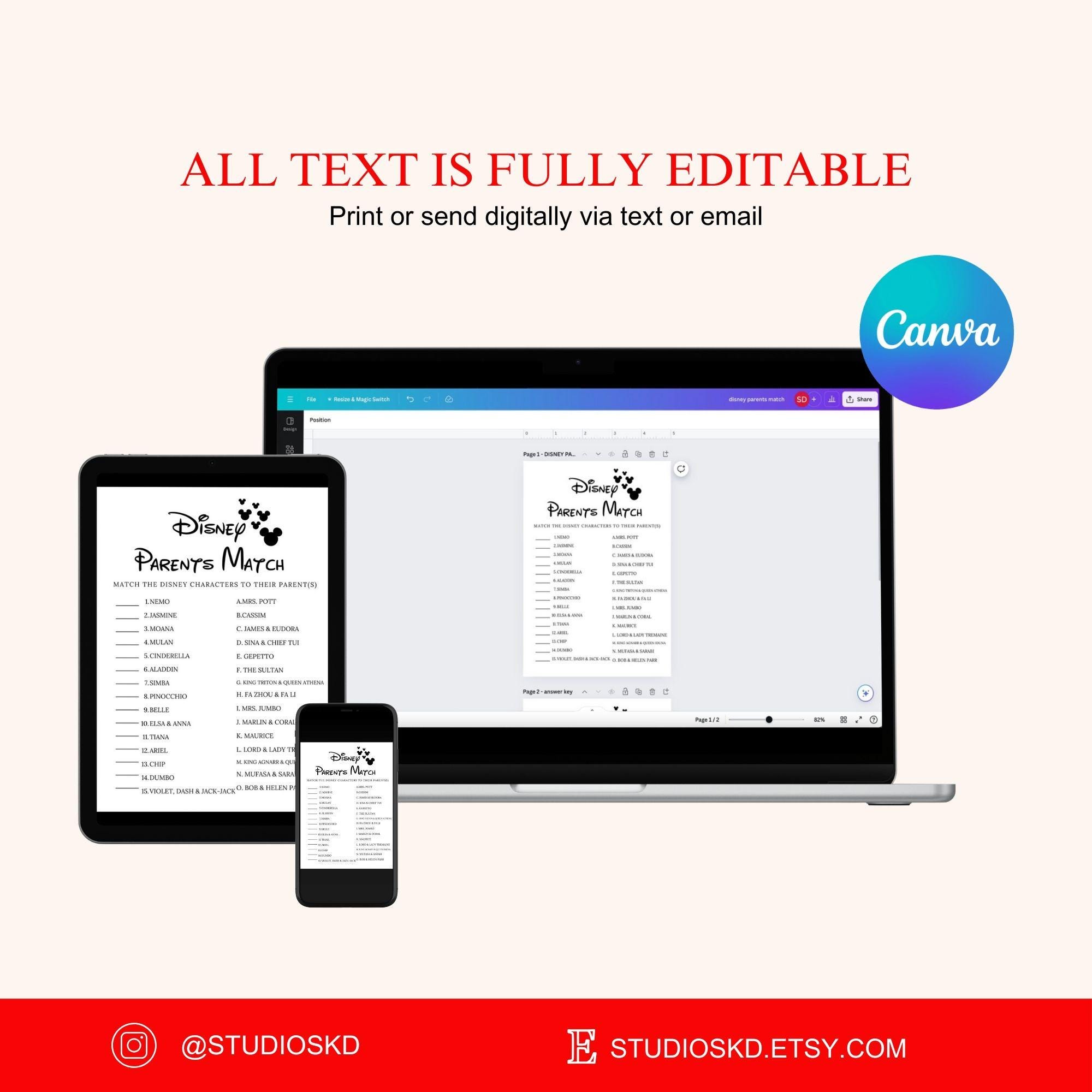 Parents Match Baby Shower Game Match the Parents to Your Favorite ...