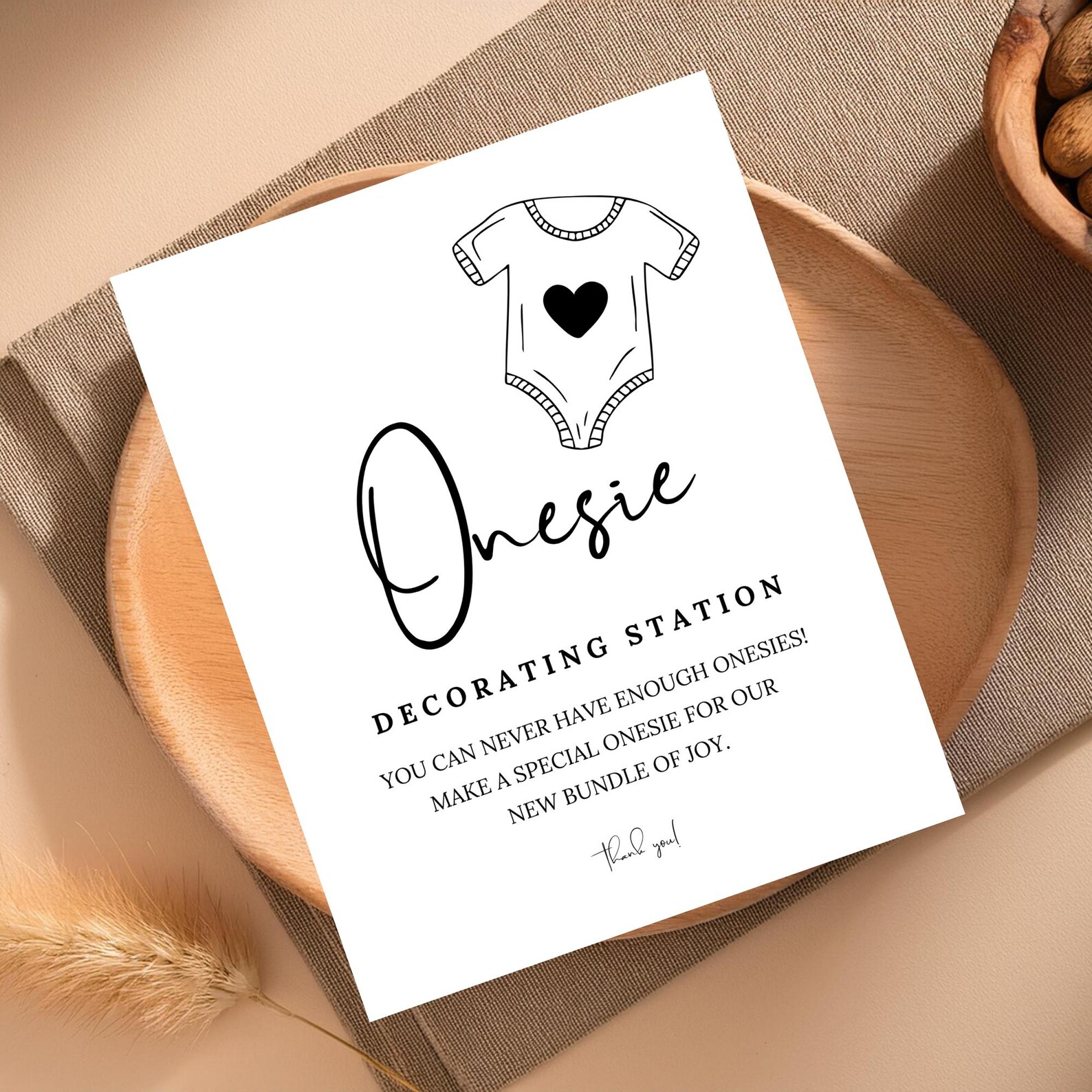 Onesie Station Sign and Hangtag, Decorate a Onesie Baby Shower Activity ...