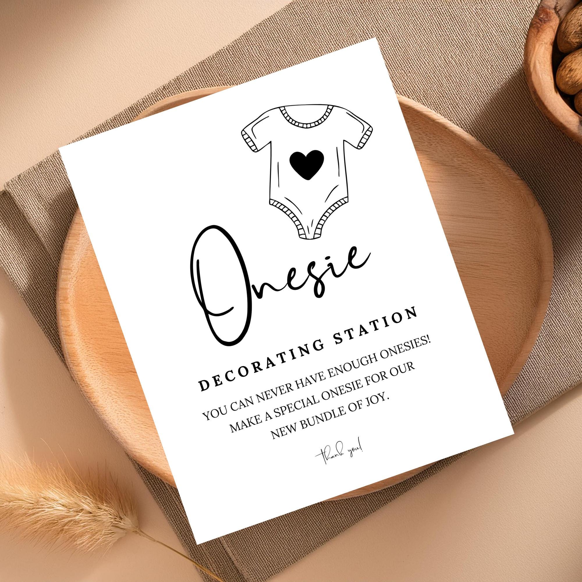 Onesie Station Sign and Hangtag, Decorate a Onesie Baby Shower Activity ...
