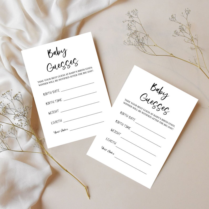 Baby Guesses Baby Shower Game, Baby Birth Stats Card, Guess the Baby ...