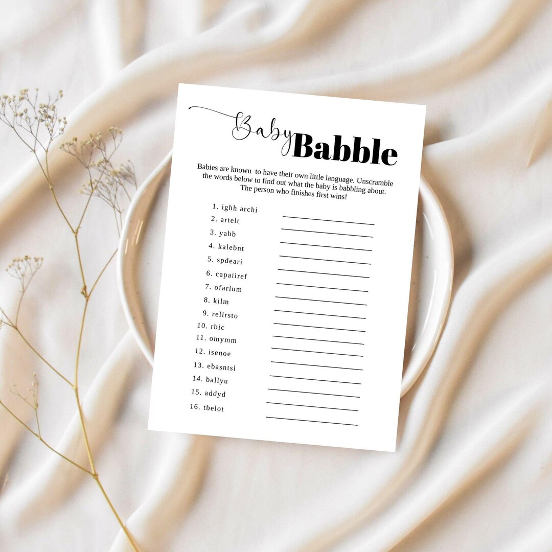 Baby Babble Game, Baby Shower Games, Baby Shower Baby Scramble, What ...