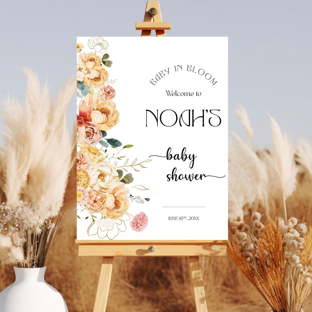 Baby in Bloom Sign, Baby Shower Welcome Sign, Baby in Bloom Baby Shower ...