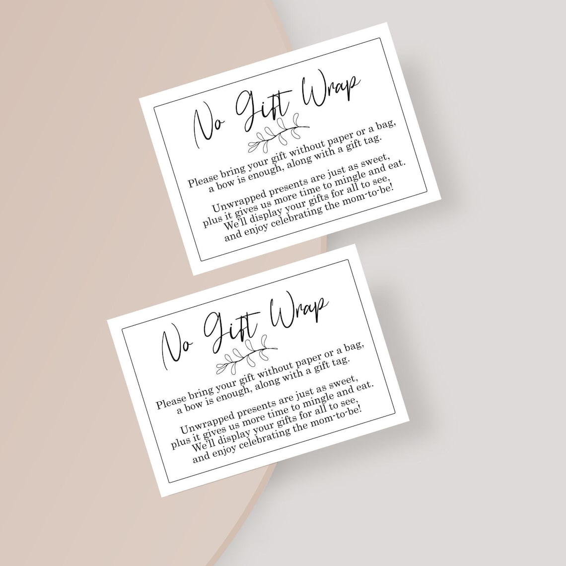 No Gift Wrap Request Baby Shower Card, Display Shower, Digital Download ...