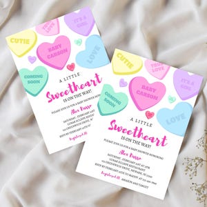 Sweetheart Baby Shower Invitation, Heart Candy Invite, Baby Sprinkle ...