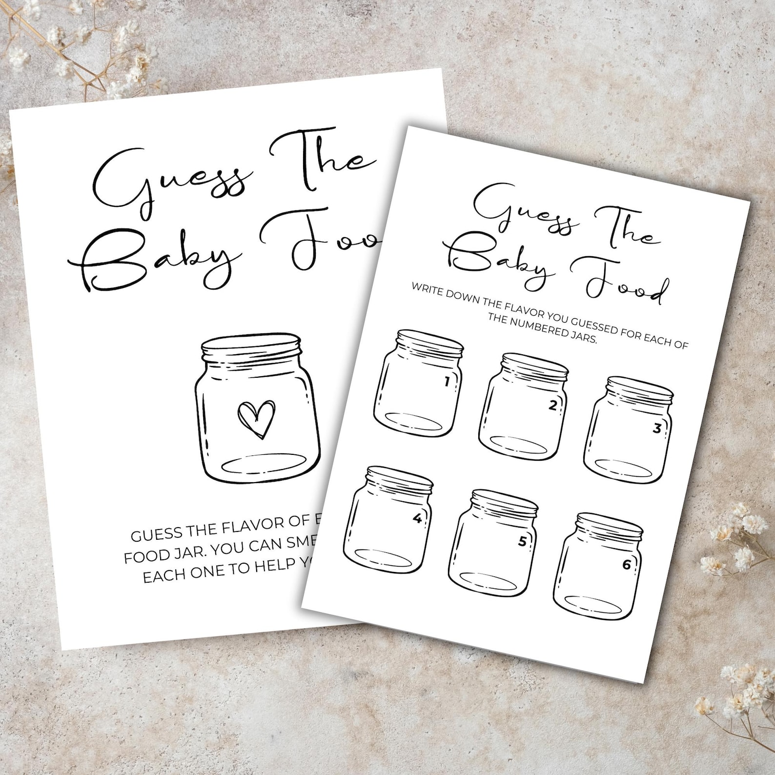 Guess the Baby Food Baby Shower Game, Taste the Baby Food, Minimalist ...