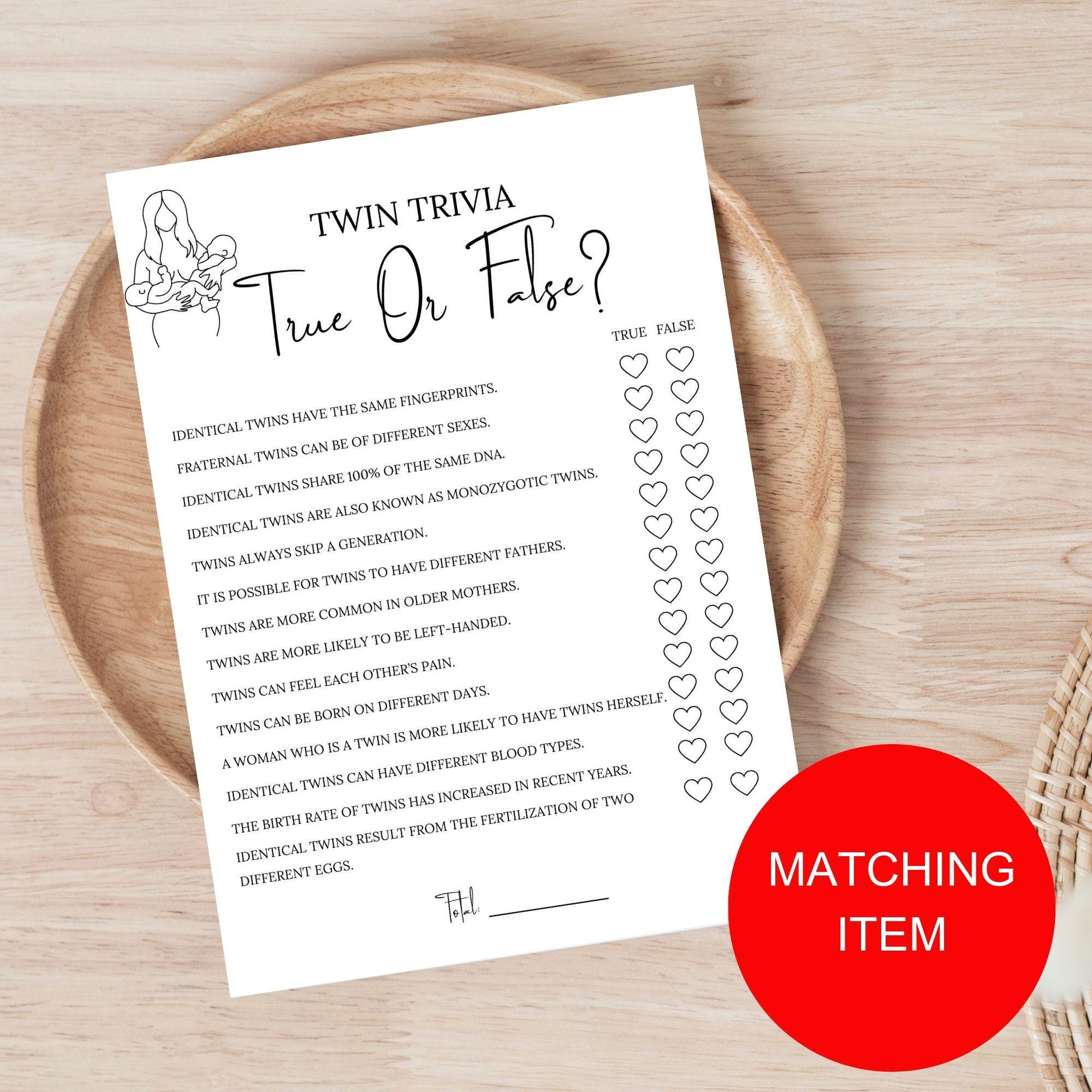 Famous Twins Match Baby Shower Game, Twins Match Game Card, Twin Baby ...