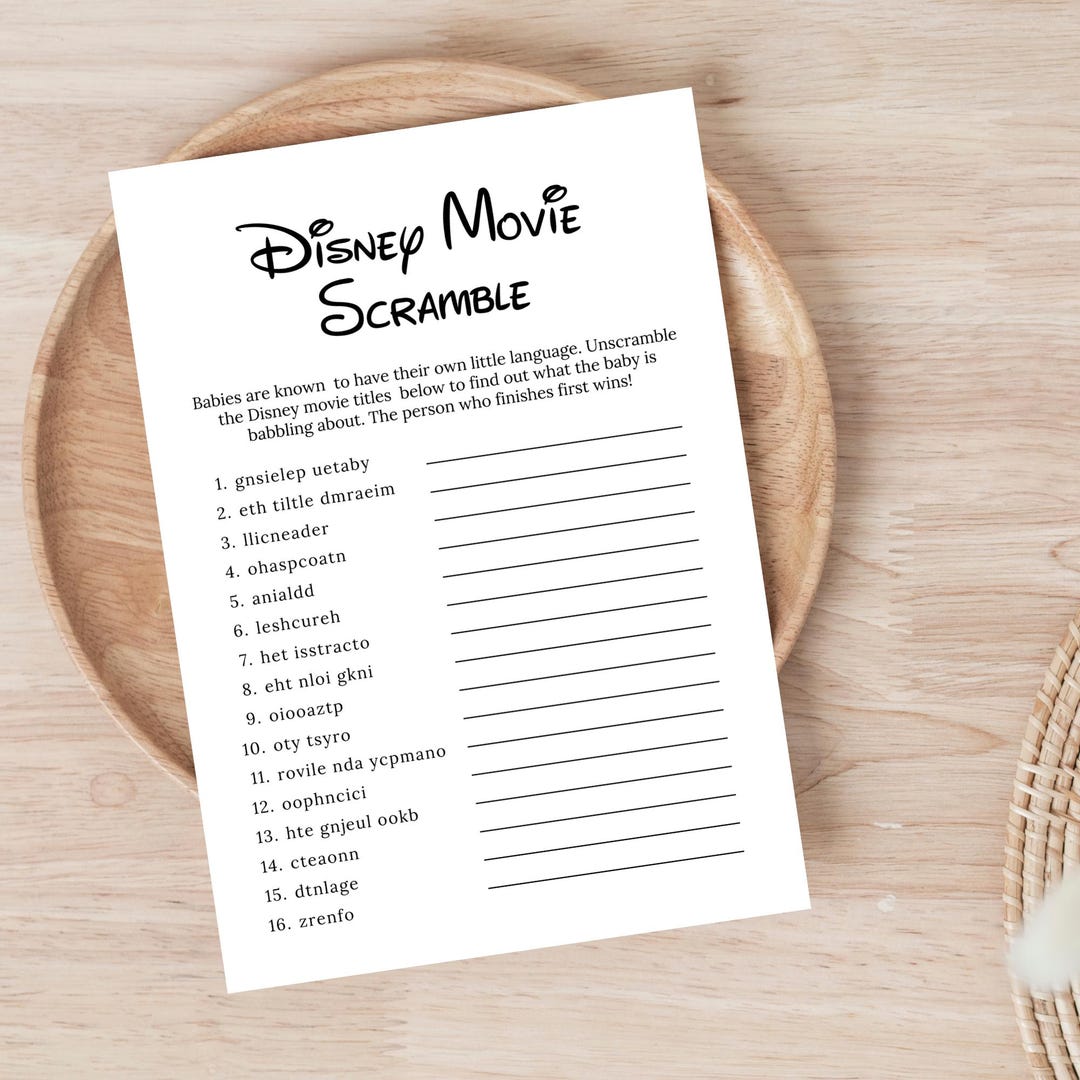 Movie Scramble Baby Shower Game, Baby Word Scramble, Minimalist Baby ...