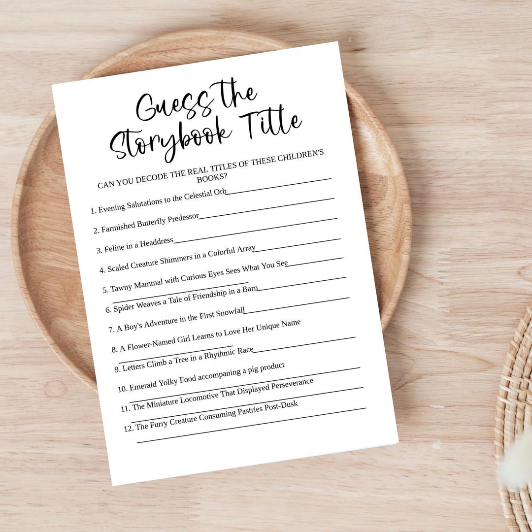 Guess the Storybook Title Baby Shower Game, Children's Book Scramble ...