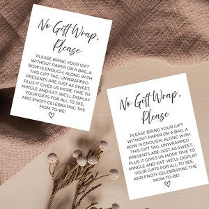 No Gift Wrap Request Baby Shower Card, Gifts for Baby, Editable Canva ...
