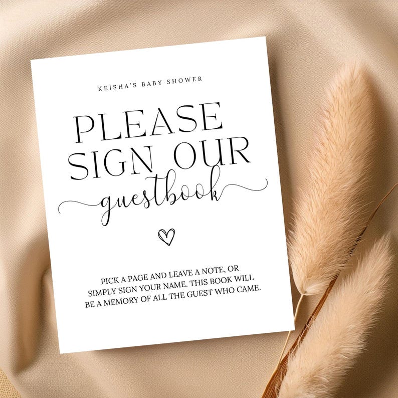 Printable Baby Shower Guest Book Sign, Please Sign the Guestbook ...