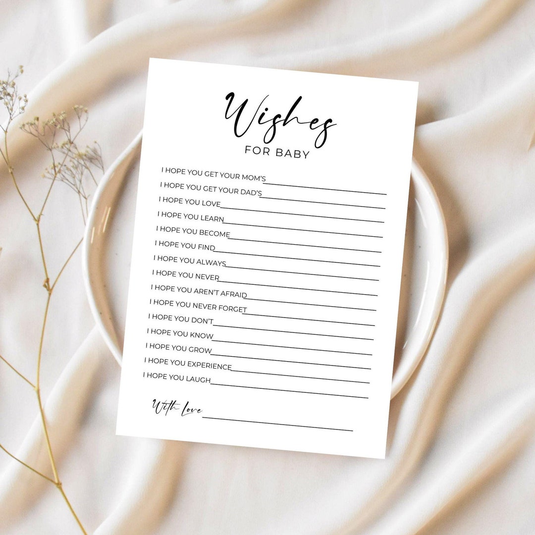 Wishes for Baby Card, Printable Baby Shower Games, Editable Canva ...