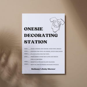 Onesie Station Baby Shower Sign, Decorate a Onesie Baby Shower Activity ...