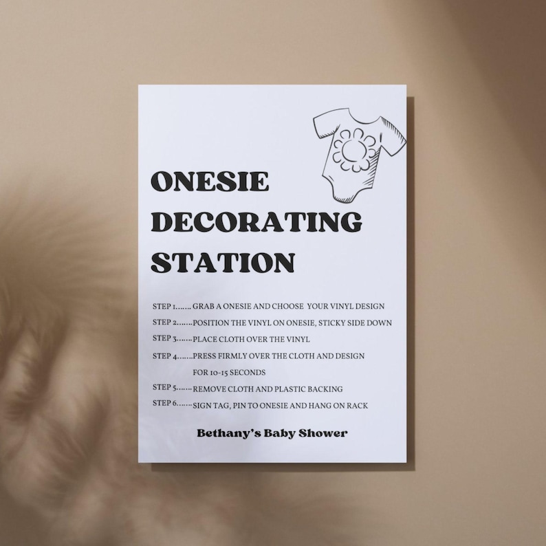 Onesie Making Station Baby Shower Sign, Decorate a Onesie Baby Shower ...