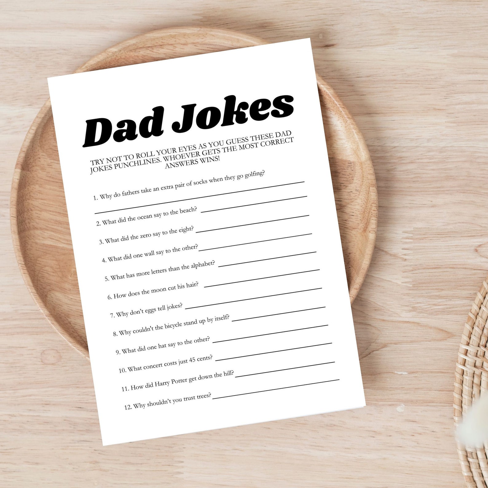 Dad Jokes Baby Shower Game, Dad Joke Punchlines, Funny Baby Shower Games, Gender Neutral Shower ...