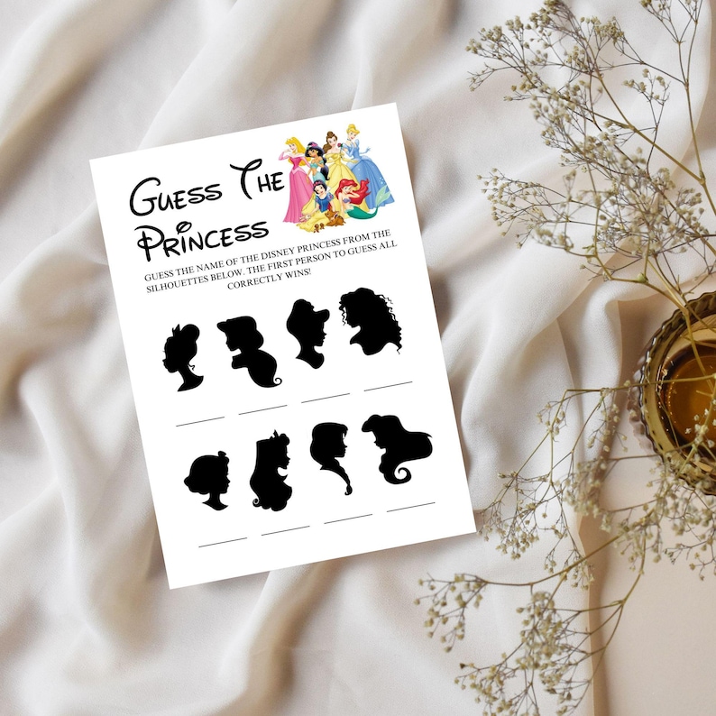 Guess the Princess Game, Baby Shower Games, Baby Shower Guessing Game ...