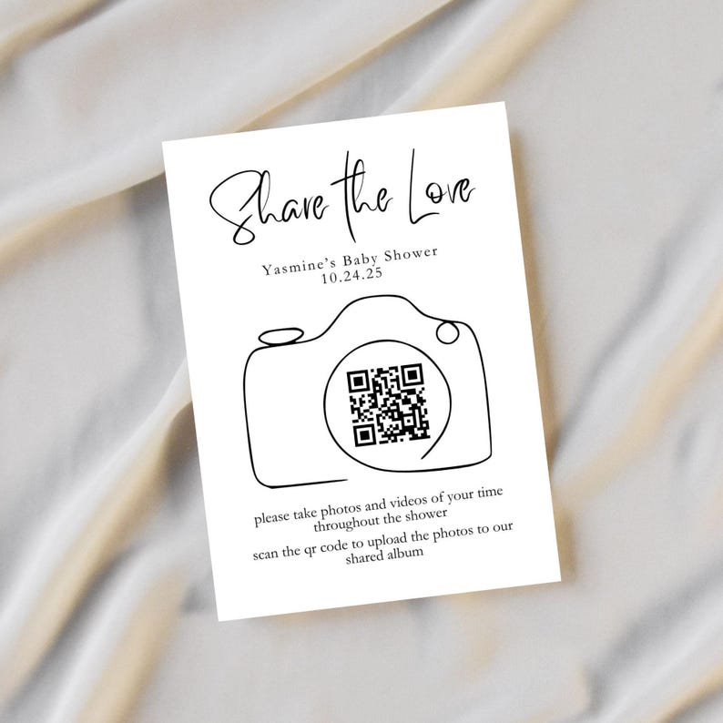 Scan to Upload Photos Baby Shower Card, Upload Photos With QR Code ...
