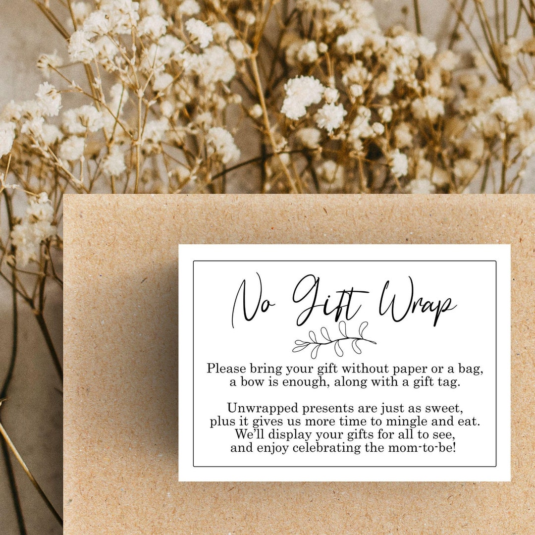 No Gift Wrap Request Baby Shower Card, Display Shower, Digital Download ...