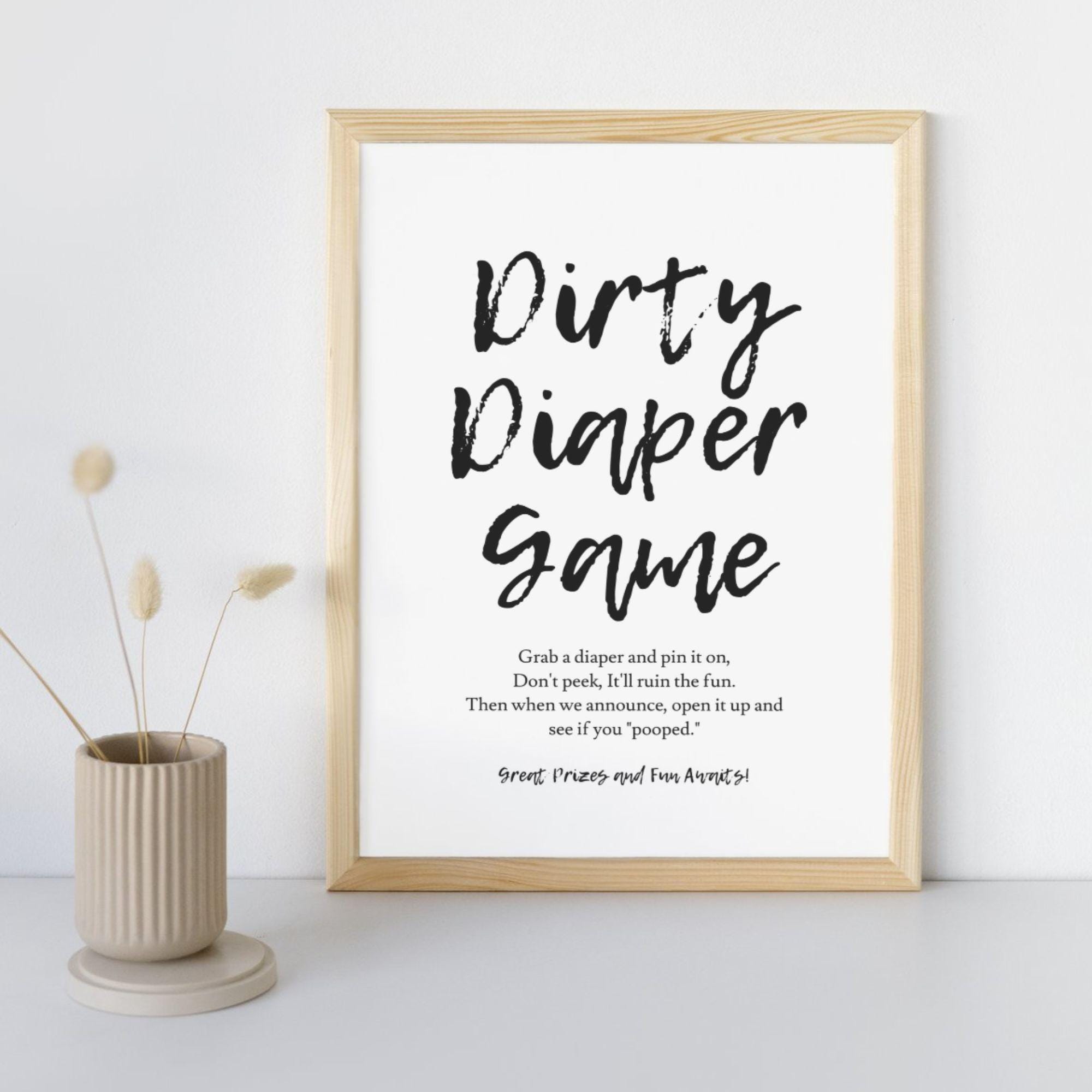 Dirty Diaper Baby Shower Game Sign, Diaper Game, See Who Pooped, Baby ...