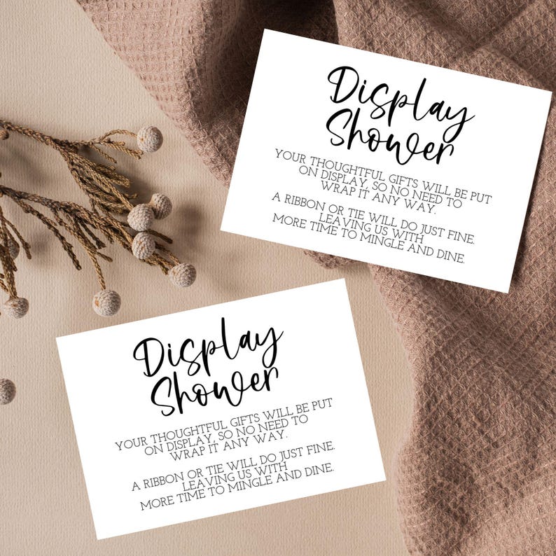 Display Shower Card, Baby Shower Invitation Insert, Unwrapped Gift ...