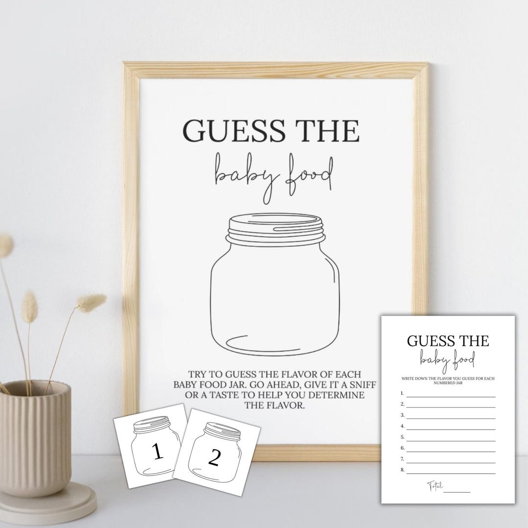 Guess the Baby Food Baby Shower Game, Taste the Baby Food, Minimalist ...