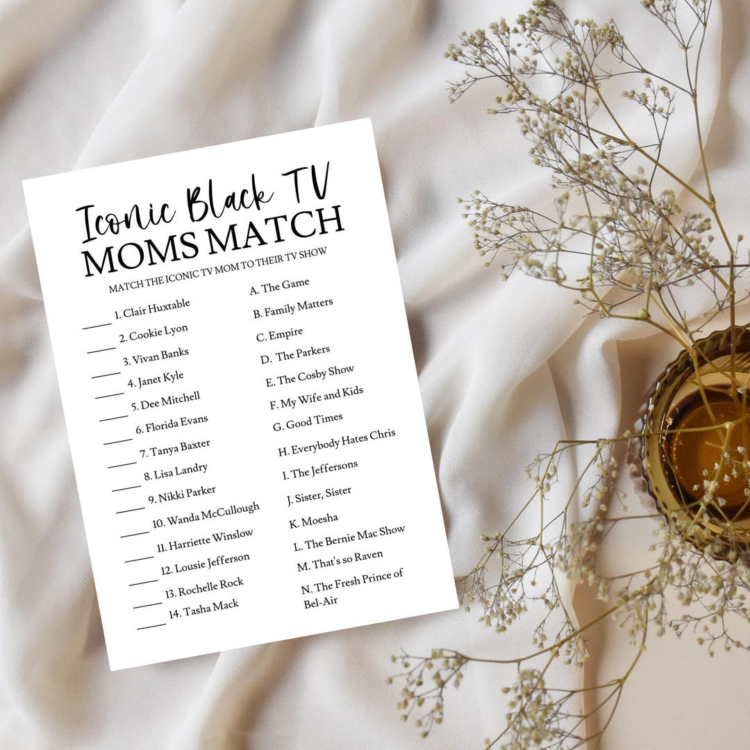 Iconic Black TV Moms Baby Shower Game, Match the TV Mom to Their TV ...