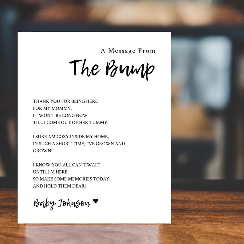Editable Message From the Bump Baby Shower Sign, Printable Baby Bump ...