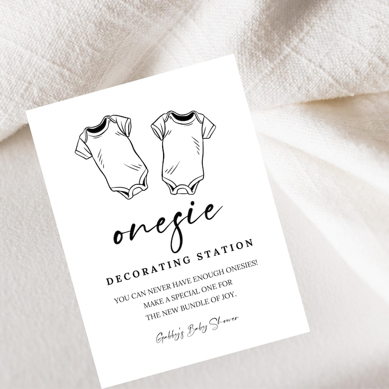 Onesie Decorating Station Sign, Decorate a Onesie Baby Shower Activity ...