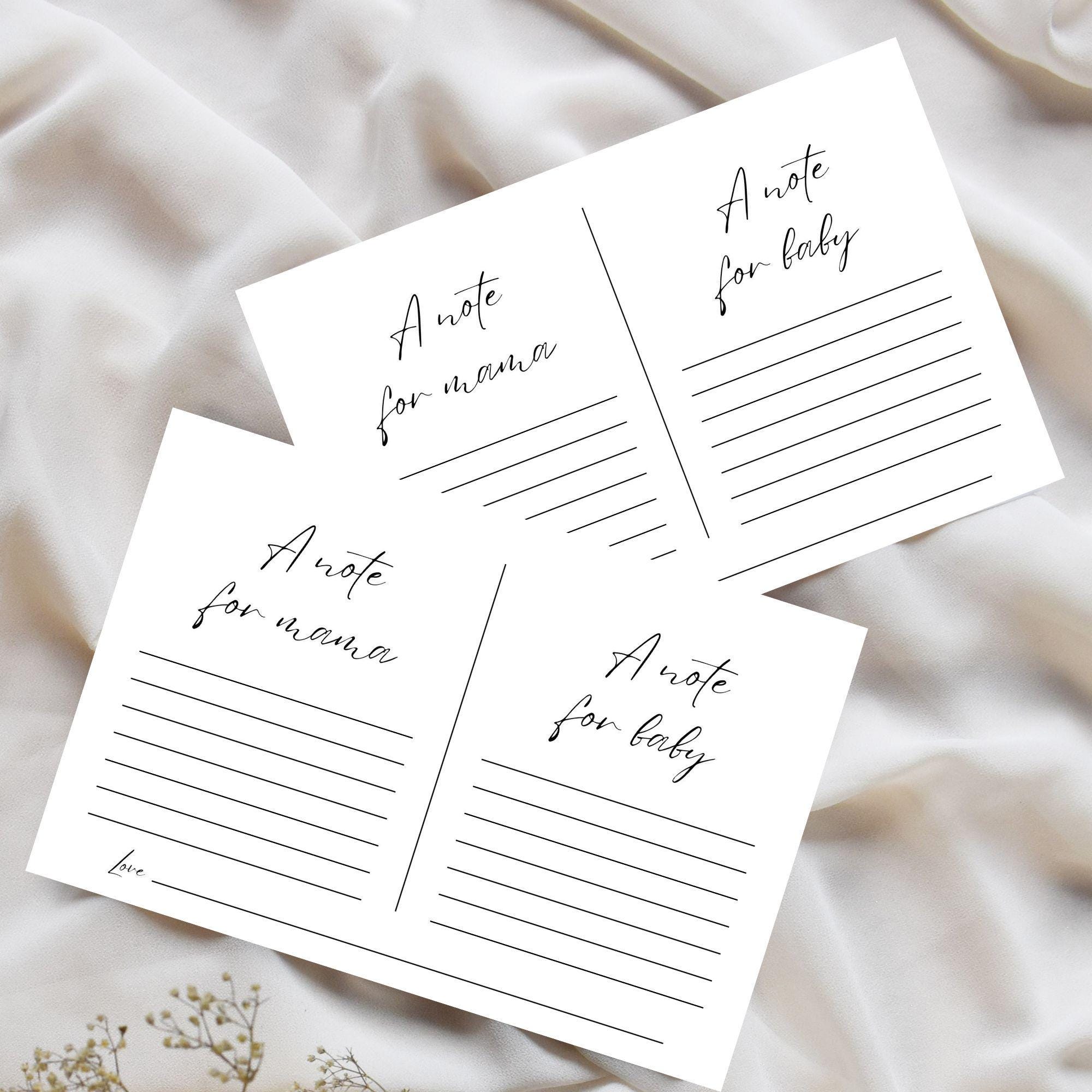 A Note for Baby & Mama Baby Shower Card, Baby Shower Activity, Words of ...