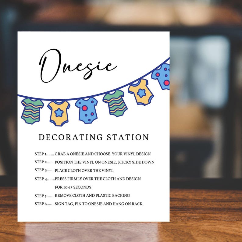Onesie Decorating Station Baby Shower Sign, Onesie Station Heat Press ...