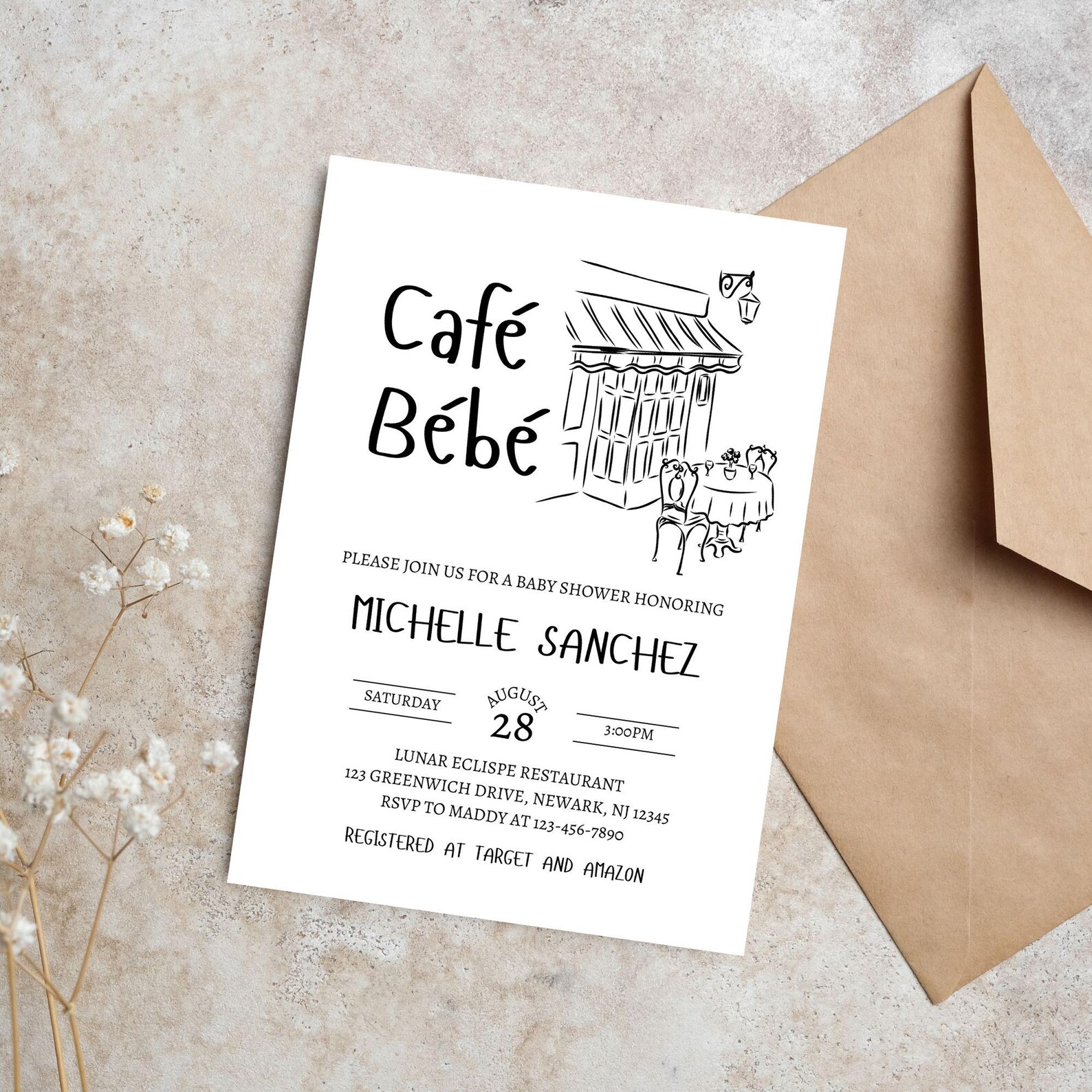 Cafe Bebe Baby Shower Invitation, A Baby is Brewing, Coffee Theme Baby ...