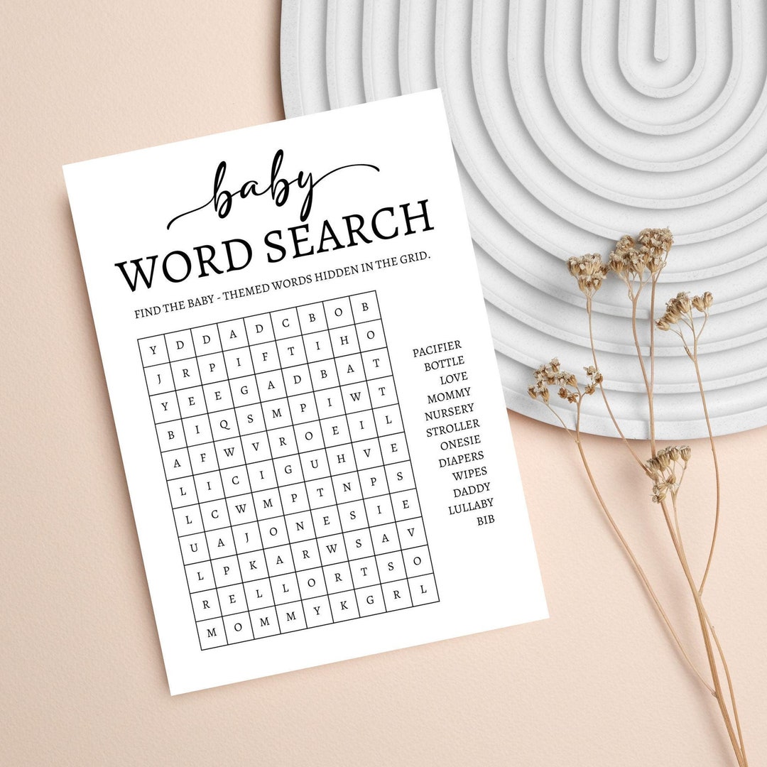 Baby Word Search Baby Shower Game, Word Search Game, Baby Word Find ...