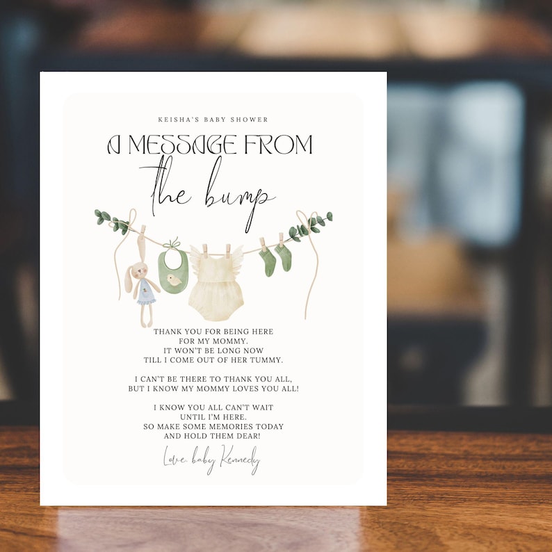 Message From the Bump Baby Shower Sign, Sweet Message From Baby, Boho ...