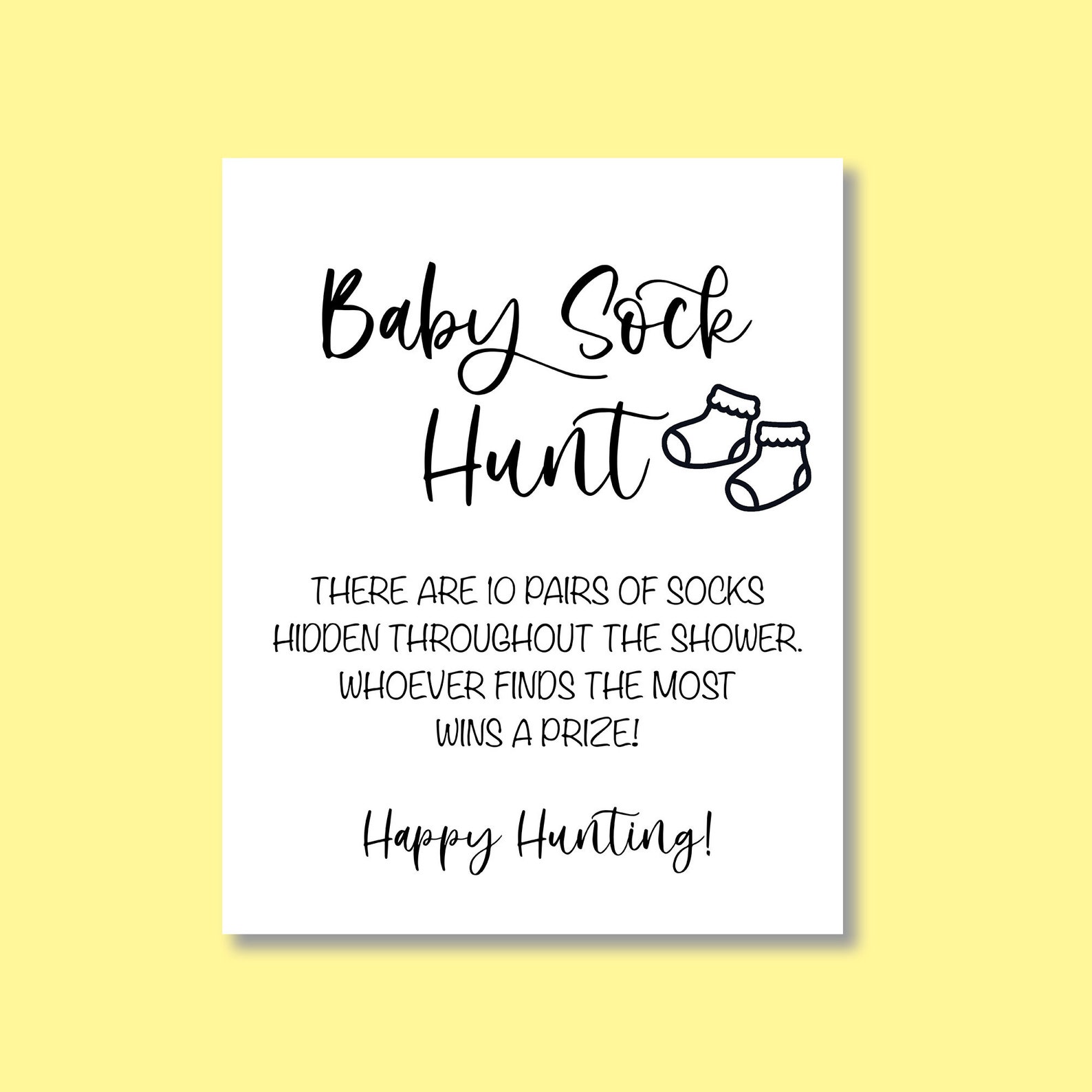 Baby Sock Hunt Baby Shower Game Sign Instant Printable Template - Etsy