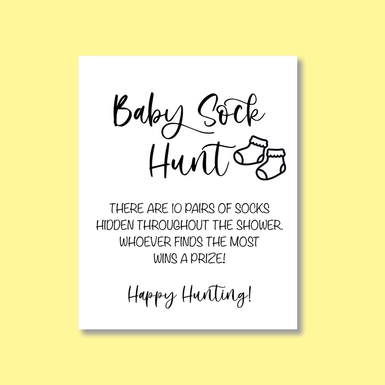 Baby Sock Hunt Baby Shower Game Sign Instant Printable Template - Etsy