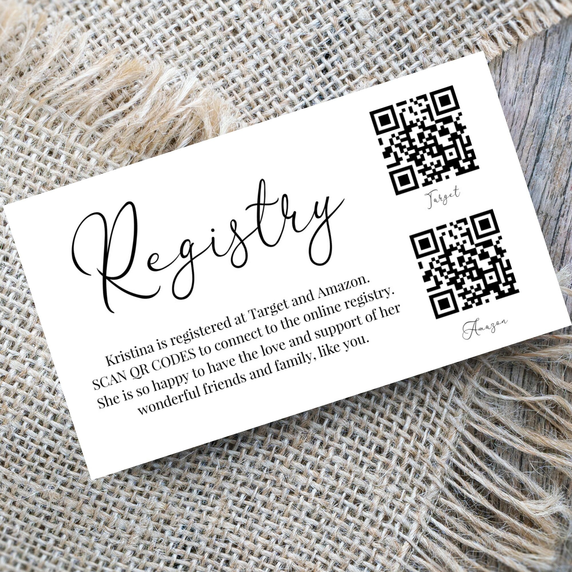 Baby Shower Registry Card With QR Codes for Your Online - Etsy